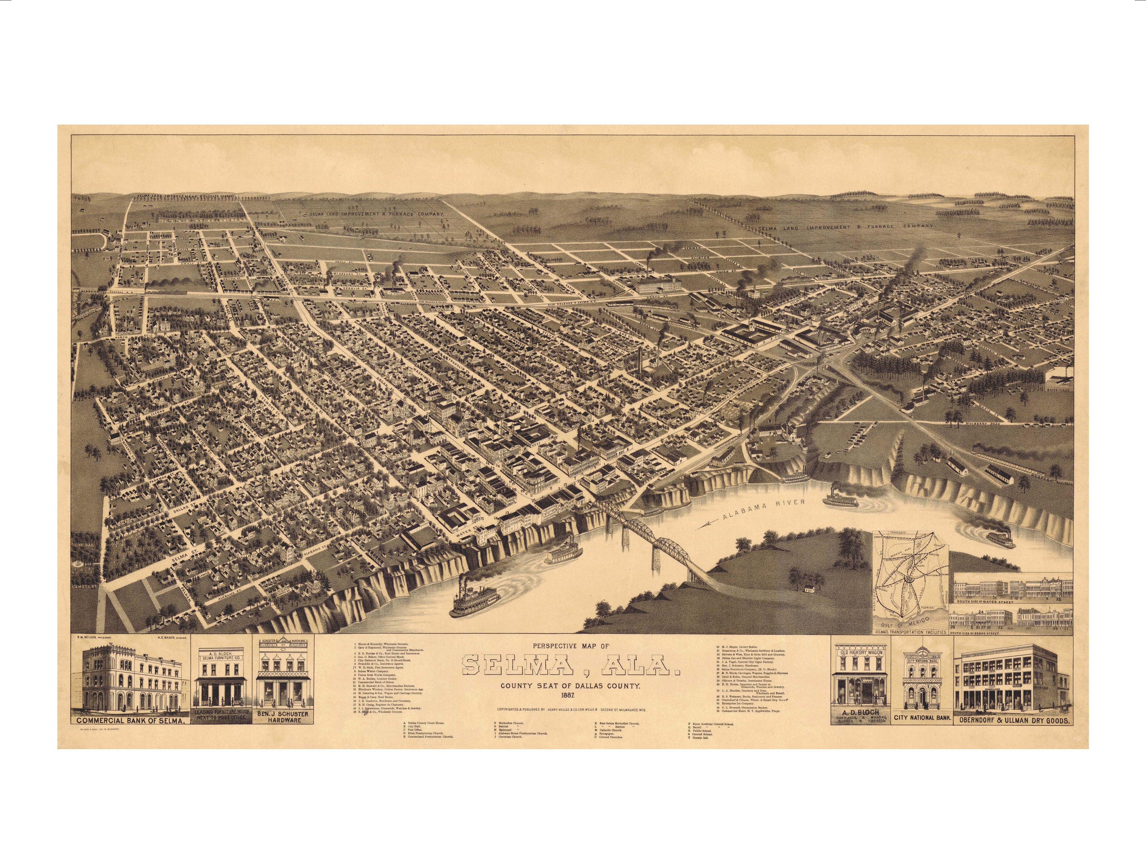 1887 Selma Map | Alabama Original